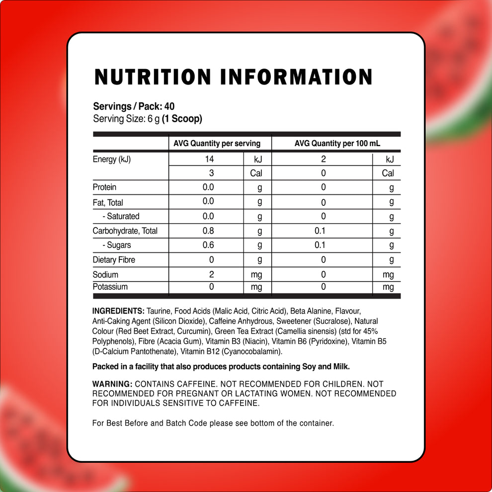Watermelon Pre-Workout | Clean Energy and Focus | Cunnies Energy ...